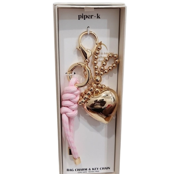 Piper K | Accessories | Piper K Pink And Gold Heart Keychain | Poshmark